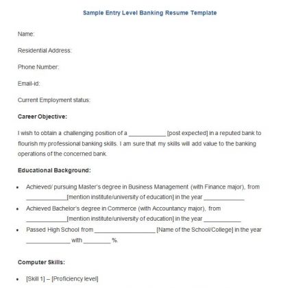 18 Best Banking Sample Resume Templates - Wisestep