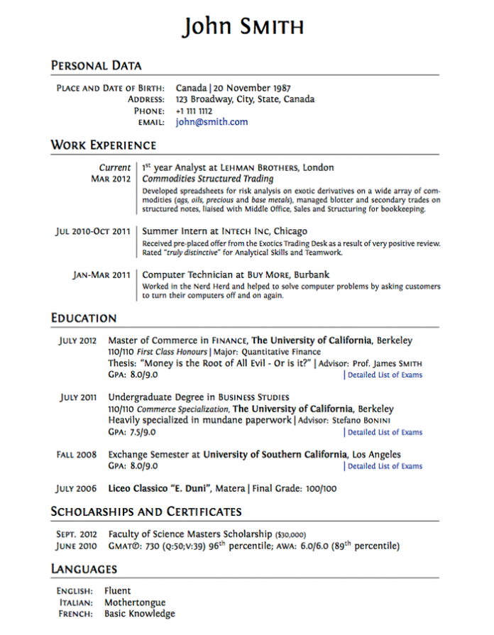 CV In Tabular Form 18 Tabular Resume Format Templates Wisestep