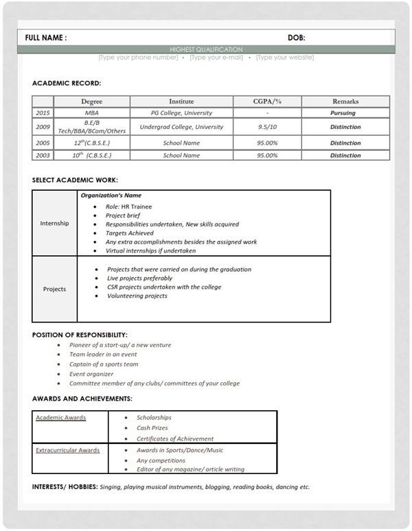 21 Best HR Resume Templates For Freshers Experienced