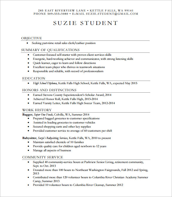 First Job High School Resume Sample Good Resume Examples